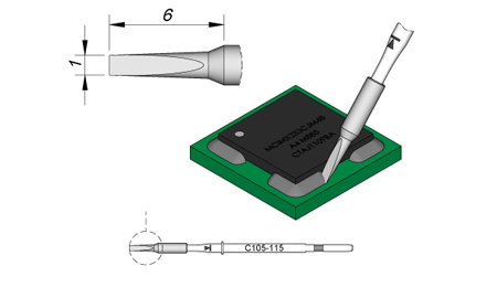 C105-115 Tip Cartridge 1.0 x 6.0mm